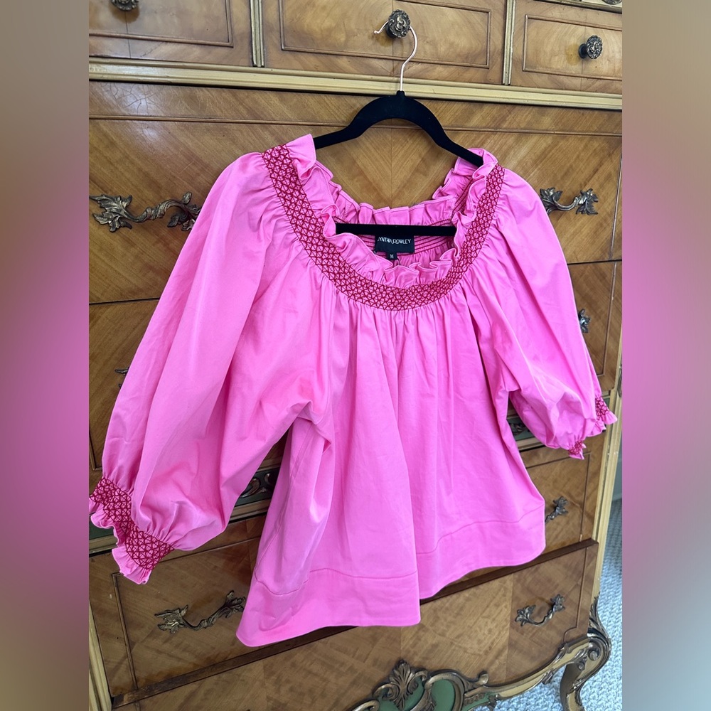 New Cynthia Rowley Pink Balloon Sleeve Off The Should… - Gem
